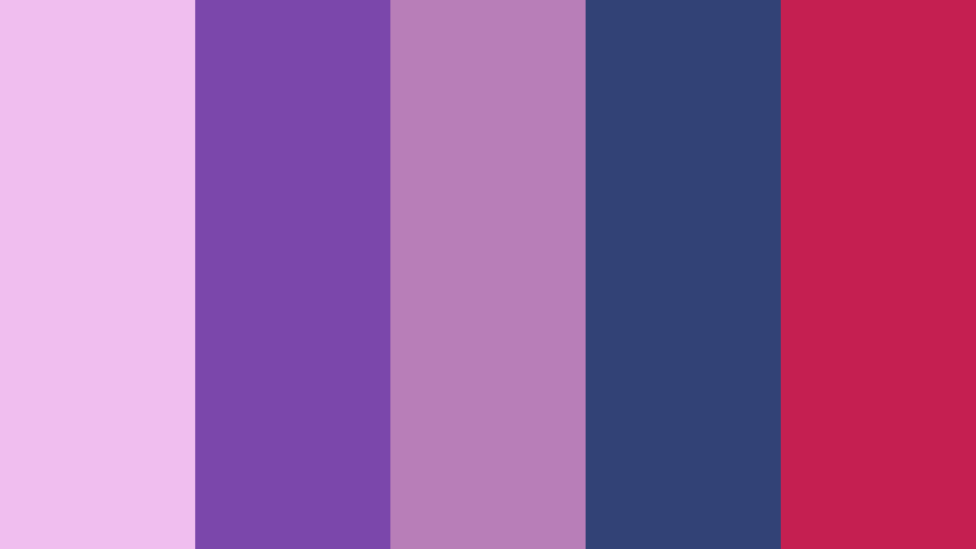 Espeon Logo Palette #F0BFF0 #7B47AB #B87EB8 #324276 #C51F51 Hex