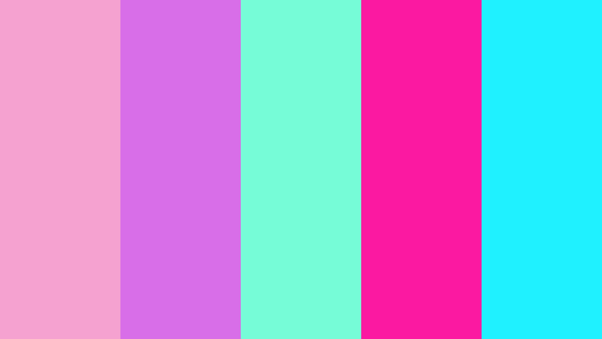 Exp0157 Palette Palette #F69FCC #D570E9 #76FBD9 #FF1AA6 #1CF3FF Hex