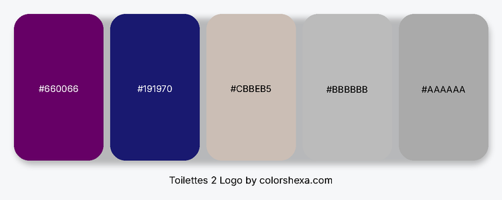 Toilettes 2 Logo Palette #660066 #191970 #CBBEB5 #BBBBBB #AAAAAA Hex