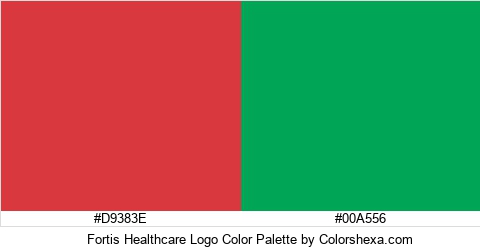 Fortis Healthcare Logo Color Palette #D9383E #00A556 Hex