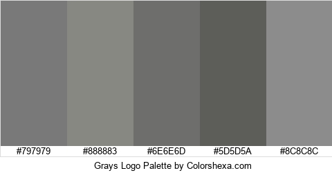 Grays Logo Palette #797979 #888883 #6E6E6D #5D5D5A #8C8C8C Hex