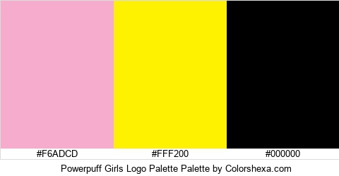 Powerpuff Girls Logo Palette Palette #F6ADCD #FFF200 #000000 Hex