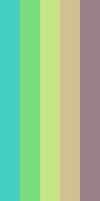 Monetized Sincerity Palette Palette #44CEC3 #75DB81 #C1E581 #D0BE92 ...