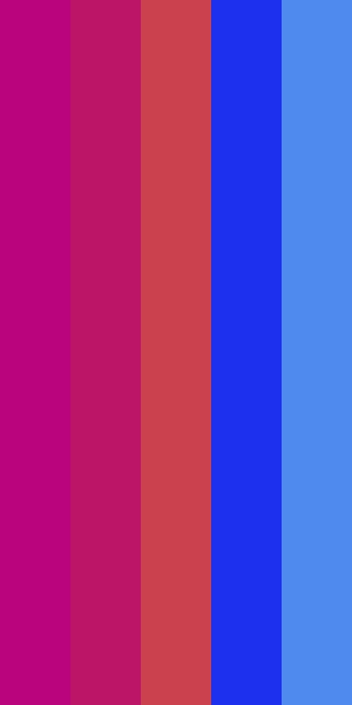 Monster Kid Palette Palette #B6047F #BD1866 #C9444B #1E2EEF #4F88EE Hex
