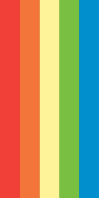 Rainbow Dash Palette Palette #EE4035 #F37736 #FDF498 #7BC043 #0392CF Hex