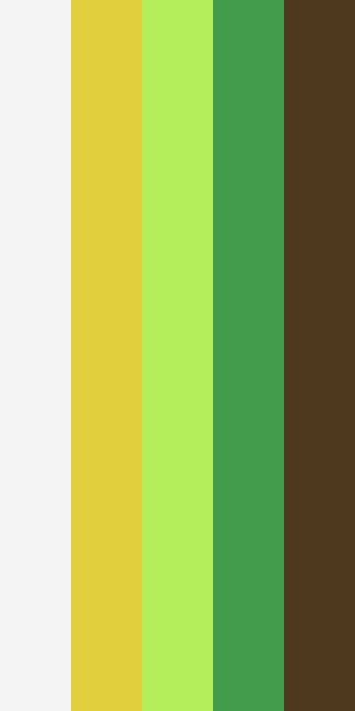 Toon Link Palette Palette #F2F2F2 #E2D041 #B3EF5F #439E4E #513924 Hex